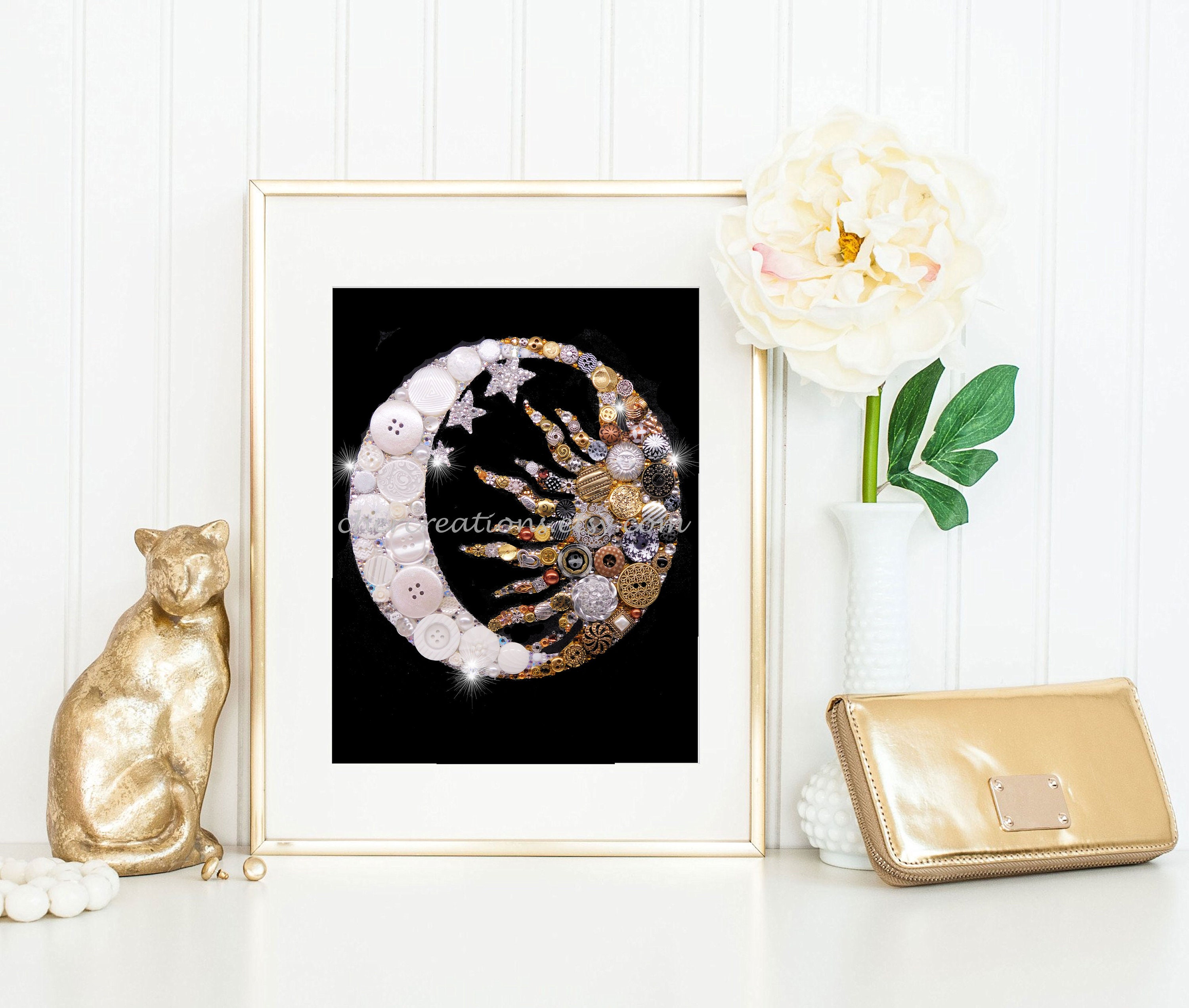 MOON & SUN 8x10 Button Art Button Artwork Buttons | Etsy Canada
