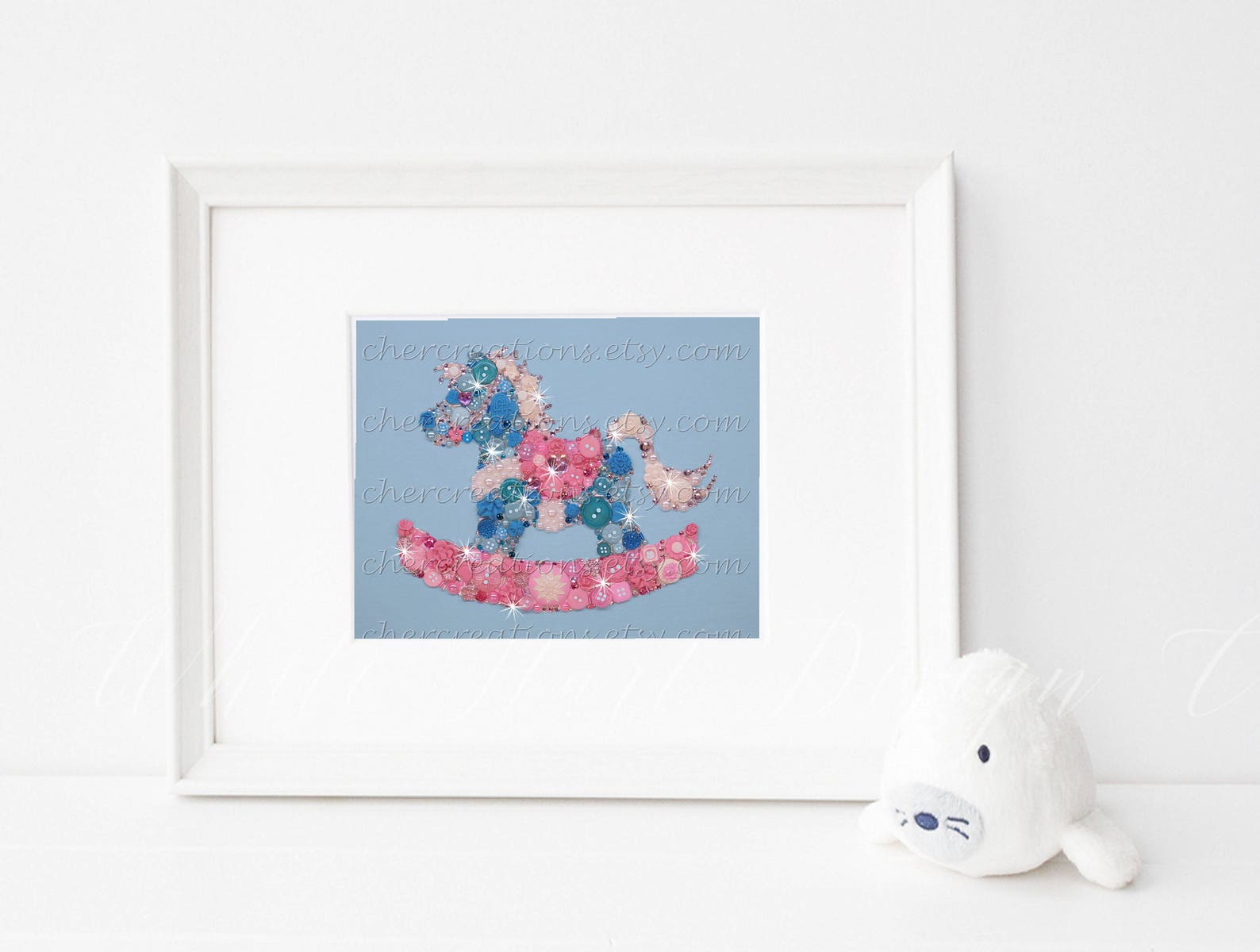 PRINCESS ROCKING HORSE 133 8x10 Button Artwork. Button Art | Etsy