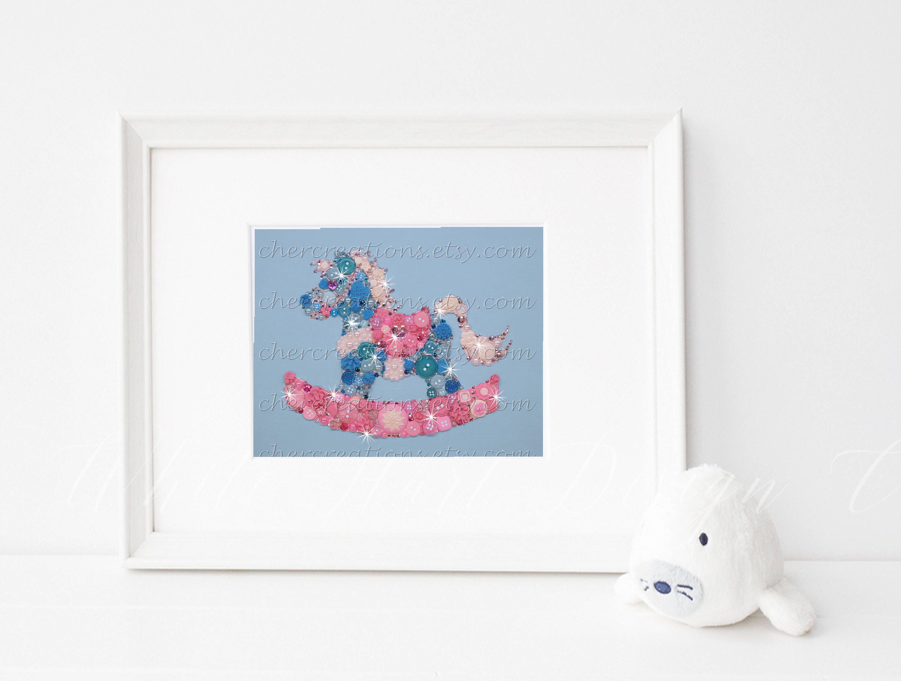 PRINCESS ROCKING HORSE 133 8x10 Button Artwork. Button Art | Etsy