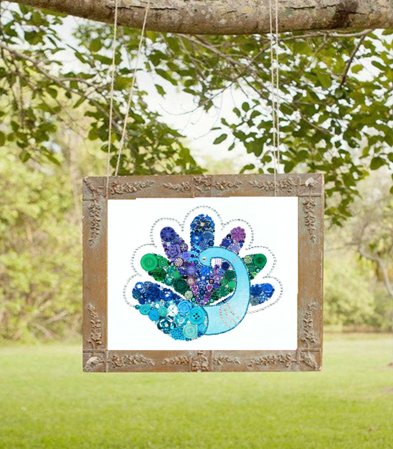 PEACOCK 18 8X10 Button Art Button Artwork Buttons Bird - Etsy