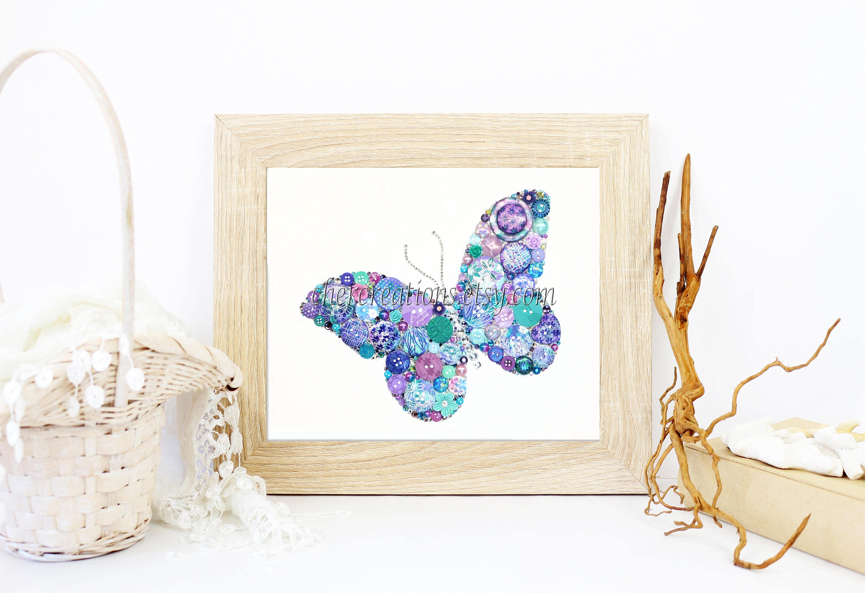 BUTTERFLY FLITTER 197 8x10 Button Art Button Artwork | Etsy