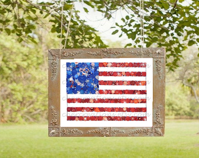 AMERICAN FLAG 11x14, Button Art, Button Artwork, Button Ideas, 4th of ...