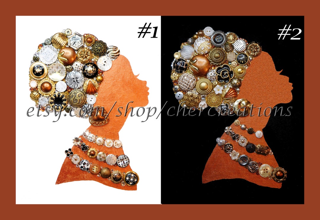 African Lady 1 two 8x10 Button Art, Button Artwork, Button Ideas ...