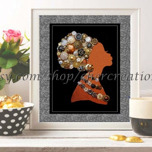 African Lady 1 two 8x10 Button Art, Button Artwork, Button Ideas ...