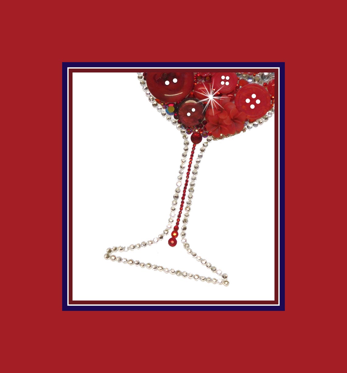 RED WINE TIPSY 194 8x10 Button Art Button Artwork Kitchen - Etsy
