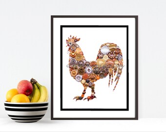 ROOSTER in Browns 21 8x10 Button Art, Button Artwork, Button Ideas ...