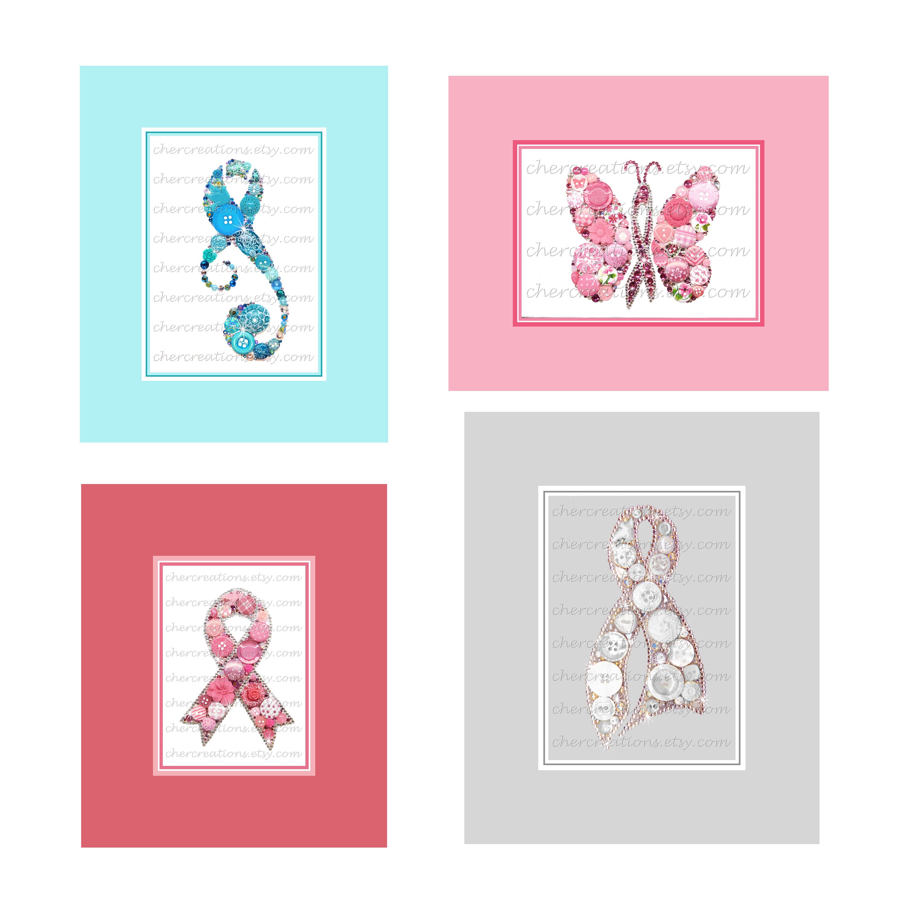 CANCER AWARENESS RIBBON 5x7 art Button Art Button Artwork | Etsy