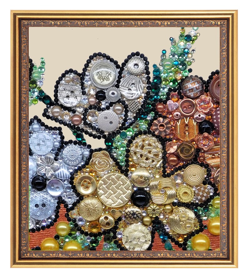 BOWL of FLOWERS 93 8x10 Button Artwork Button Art Flower | Etsy