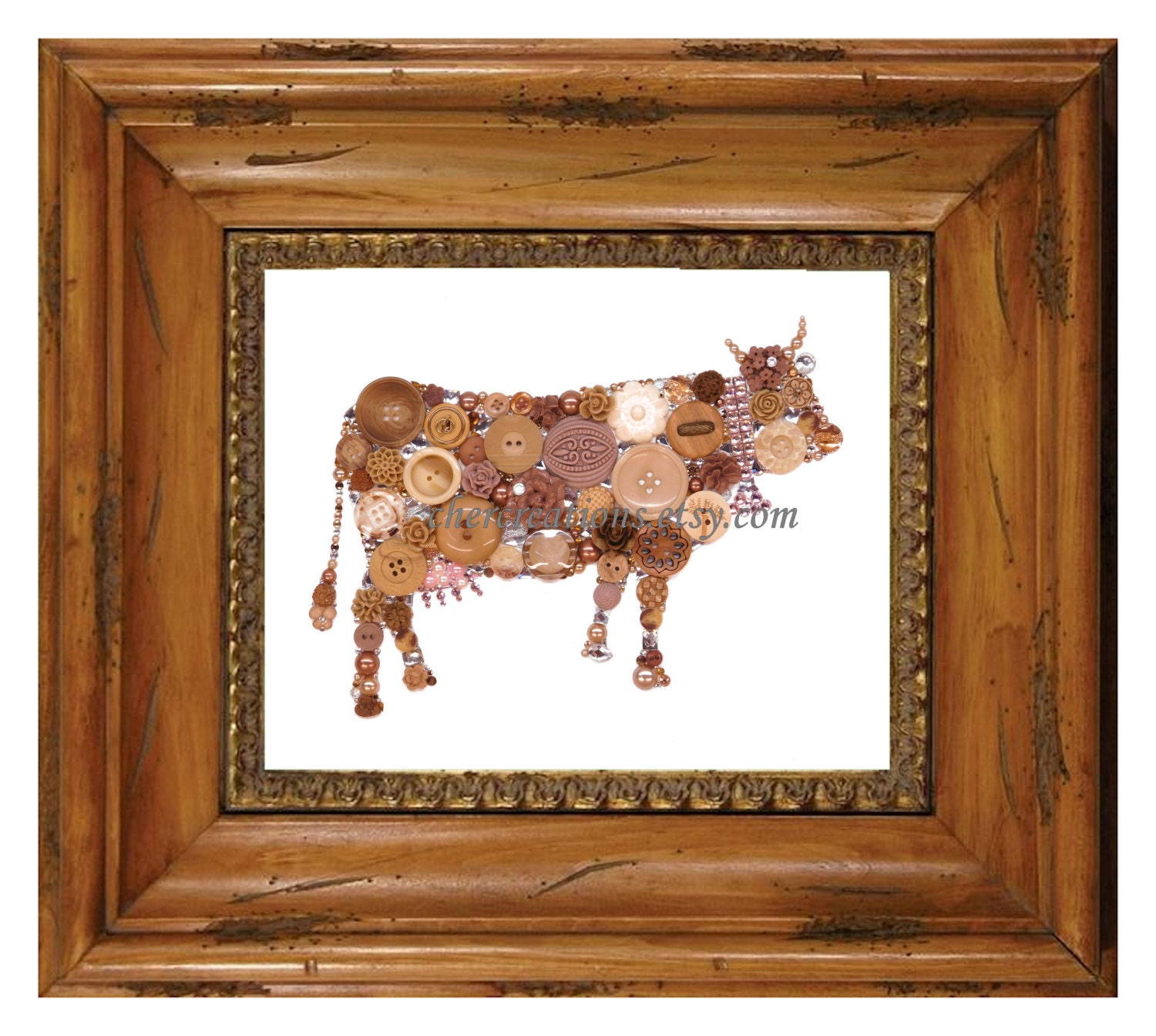 COW 173 Brown 8x10 Button Art Button Artwork Button - Etsy