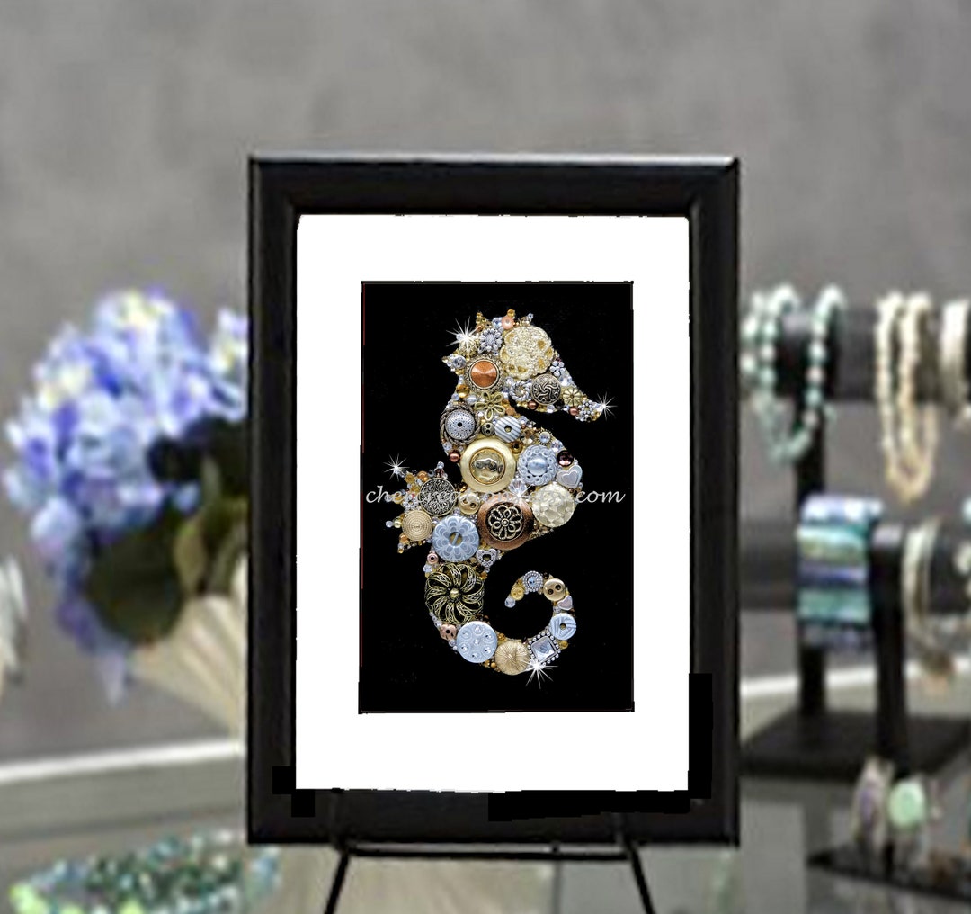 SEAHORSE New Size 4x6 Button Art, Button Artwork, Button Ideas, Button ...
