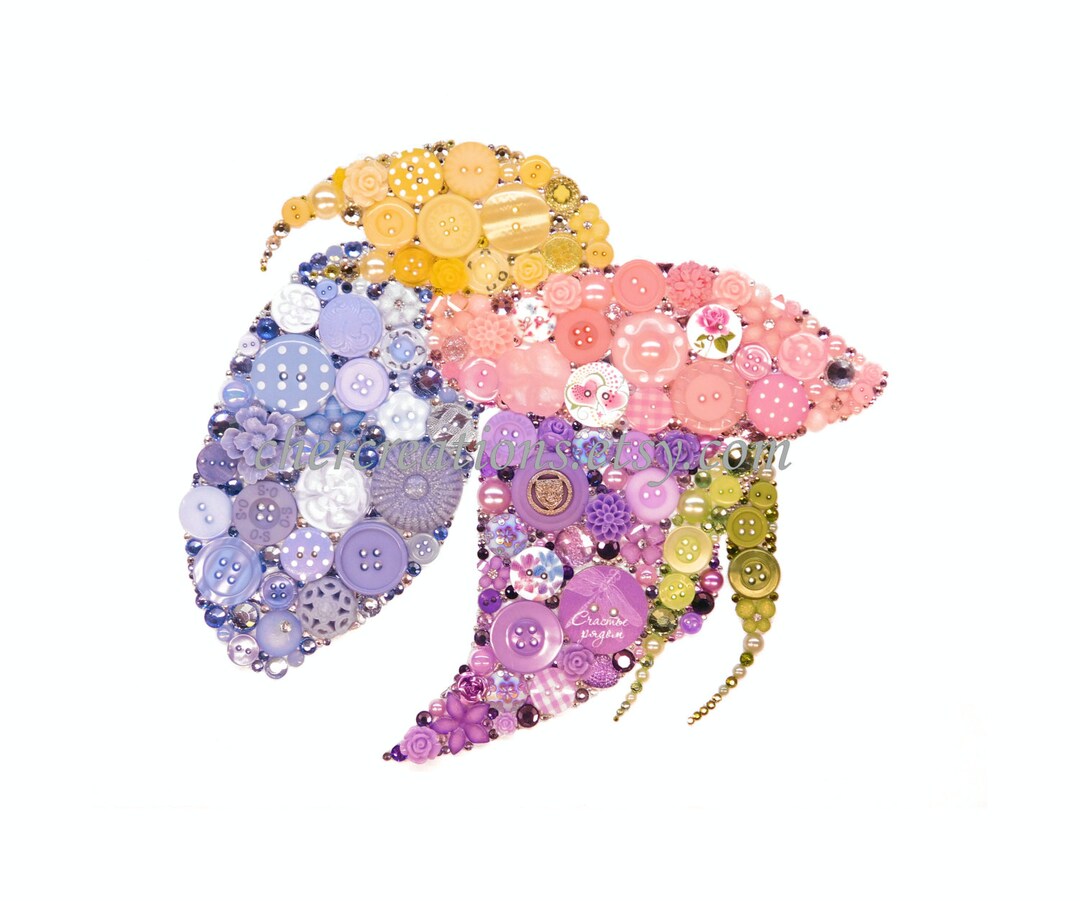 Button Art PRINT 8x10 of Orginial Button Artwork, Diy, Swarovski ...