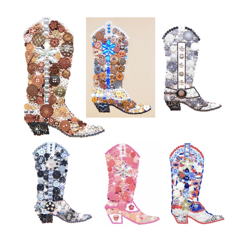 BOOTS STOMPING 8x10 Button Art Button Artwork Western - Etsy