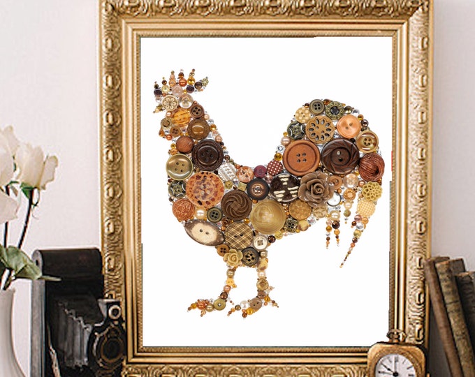 ROOSTER in Browns 21 8x10 Button Art, Button Artwork, Button Ideas ...