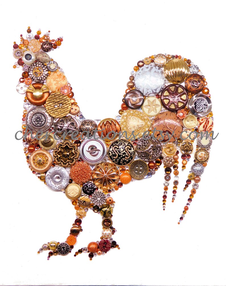 ROOSTER Metal 239 8x10 Button Art Button Artwork Button - Etsy