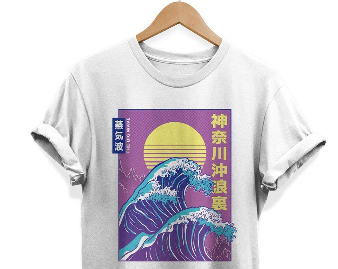 Big Wave Shirt, Vaporwave T-shirt, Japanese Aesthetic, Retrowave ...