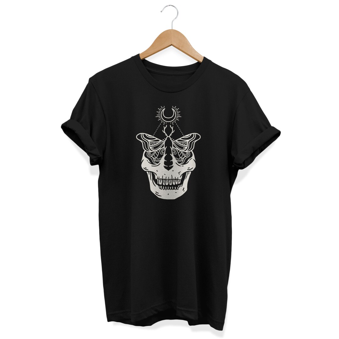 Skull Moth Goth T Shirt, Skull Gothic Shirt, Alternative Clothing ...