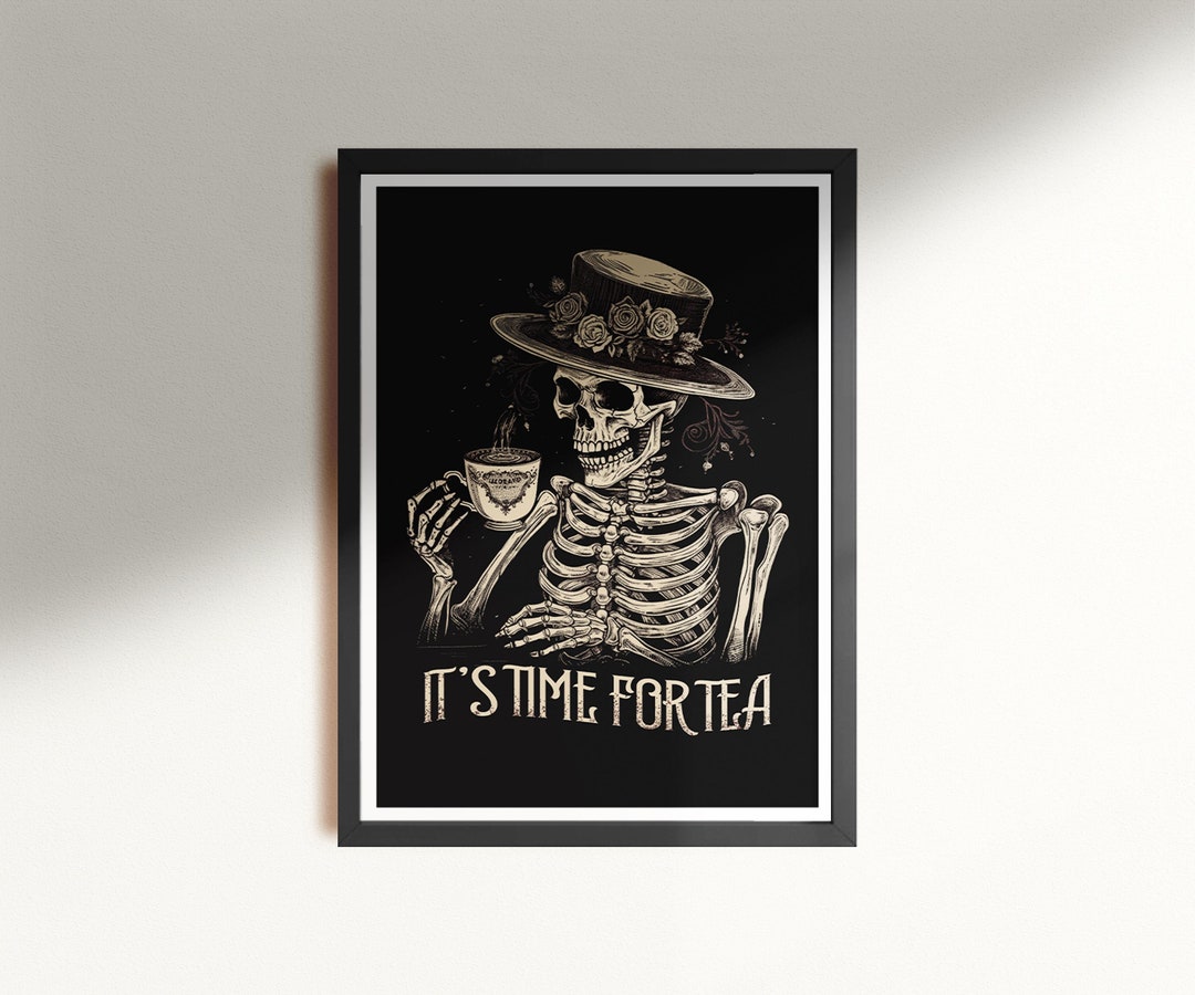 Skeleton Tea Party Print: Gothic Victorian Bar Decor - Etsy
