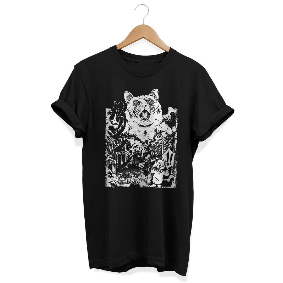 Japanese Monster Cat T-shirt, Japan Streetwear, Apocalyptic Graphic ...