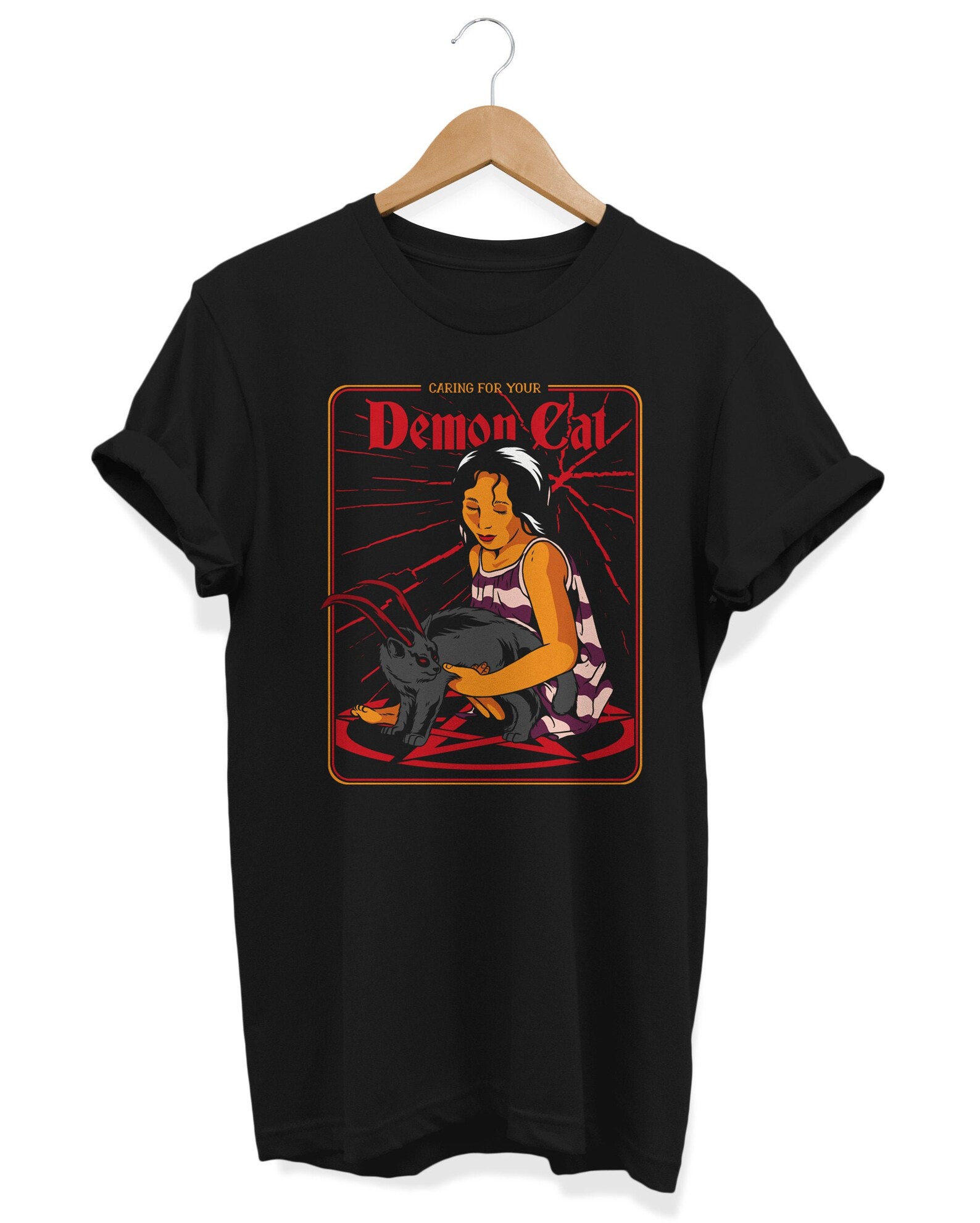 Demon Cat T-shirt, Satanic Feline, Lucifer Kitten Tee - Etsy