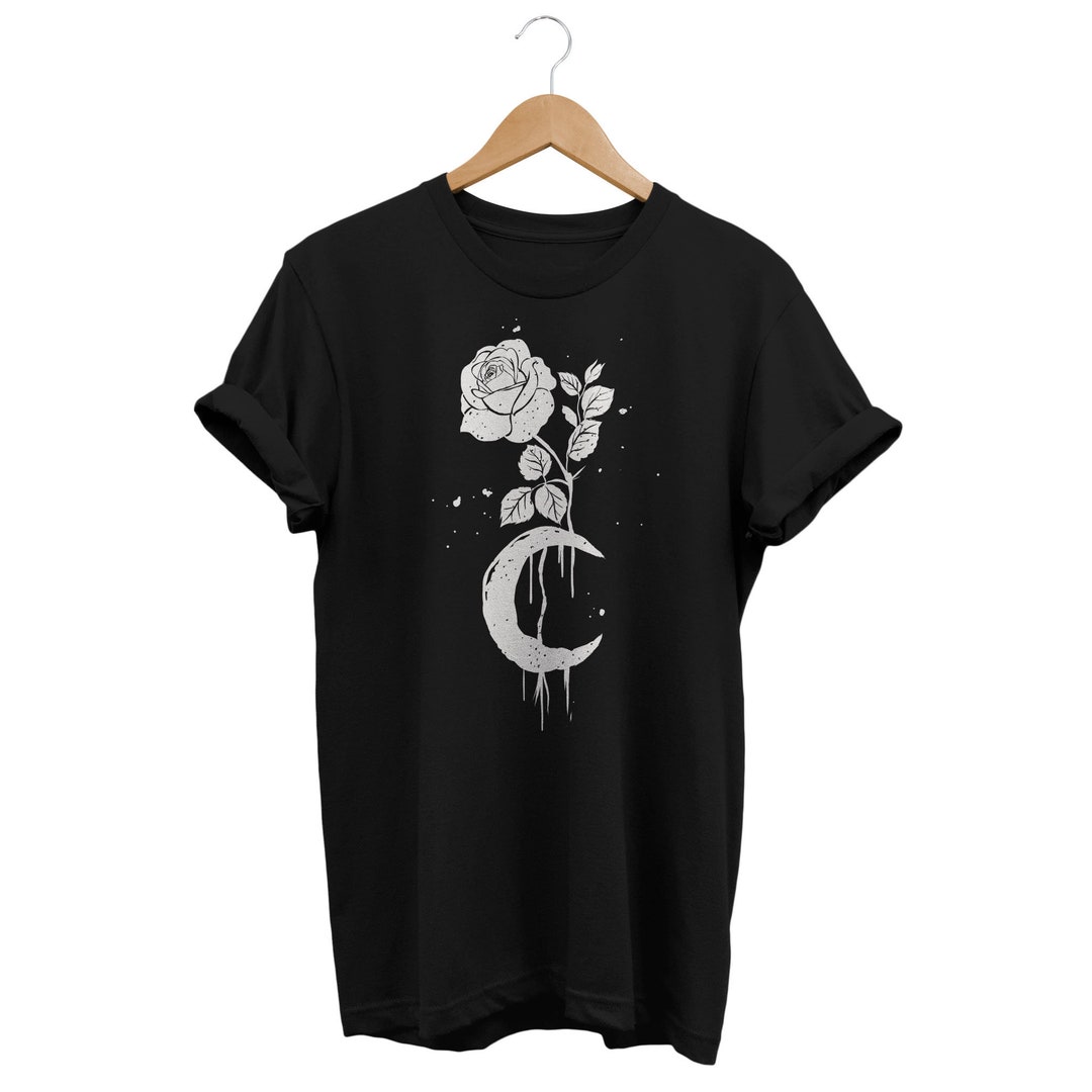 Rose Moon Shirt, Gothic T-shirt, Grunge Tshirt, Goth Tee, Wiccan ...