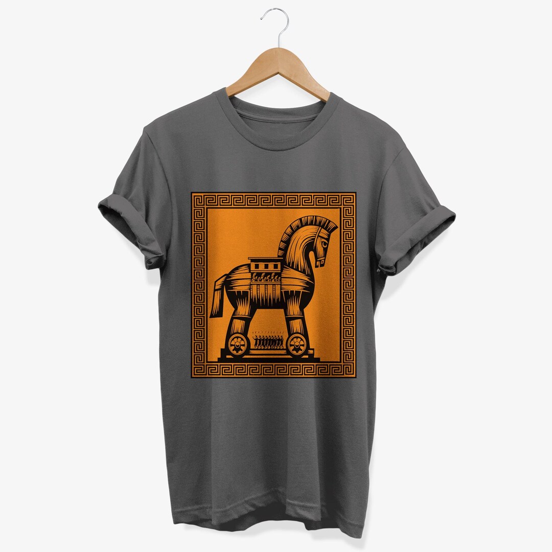 Trojan Horse Greek Mythology T-shirt, Pottery Style Graphic Tee ...