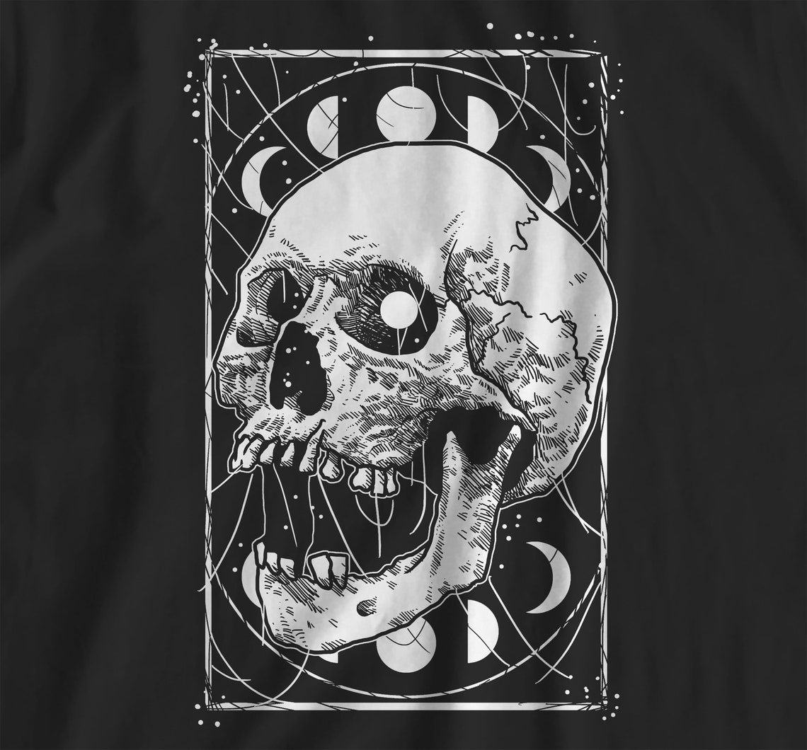 Gothic Skull Shirt Alternative Clothing Moon Phases T Shirt Etsy