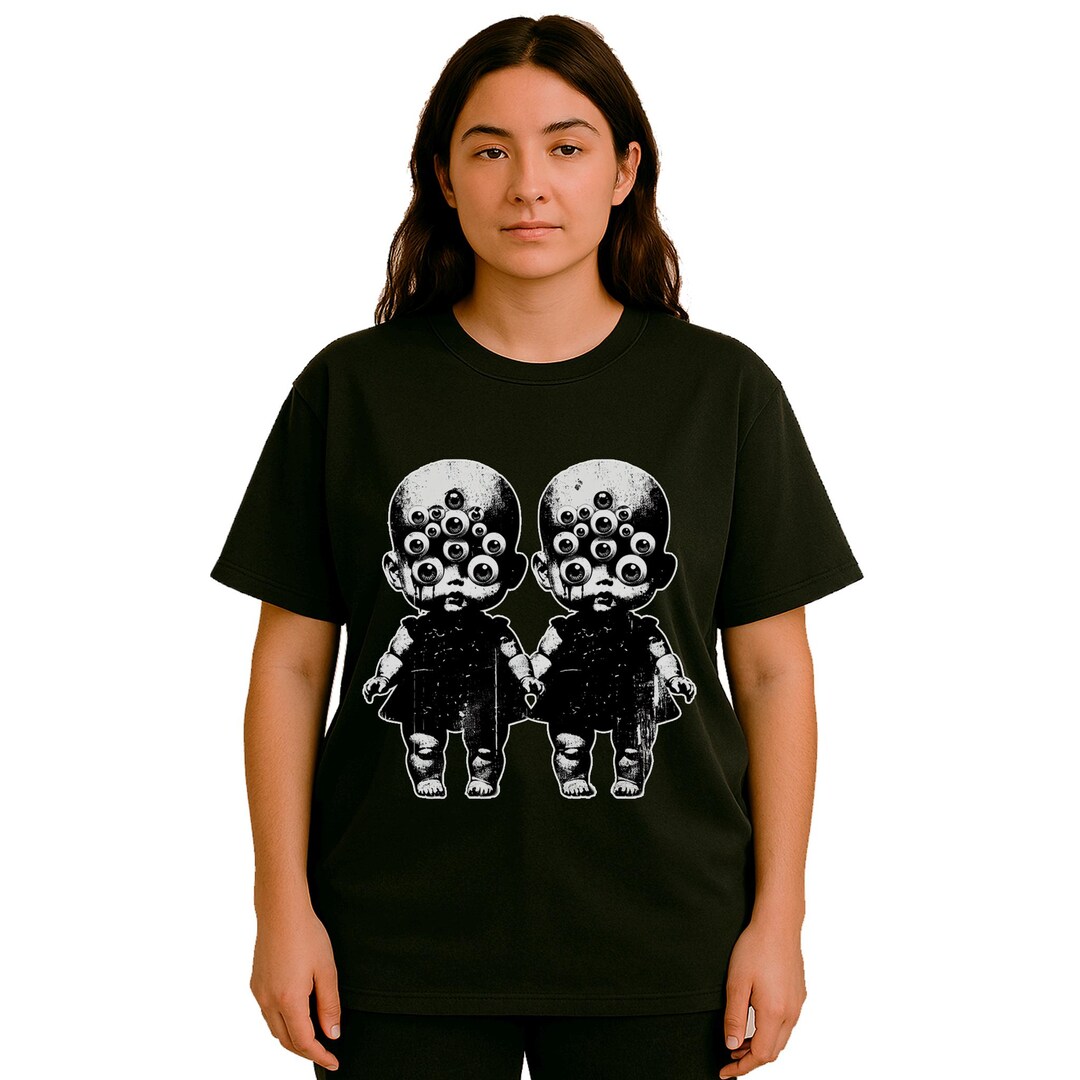 Weirdcore Creepy Dolls T-shirt | Macabre Eyeballs Faces Tee | Horror ...