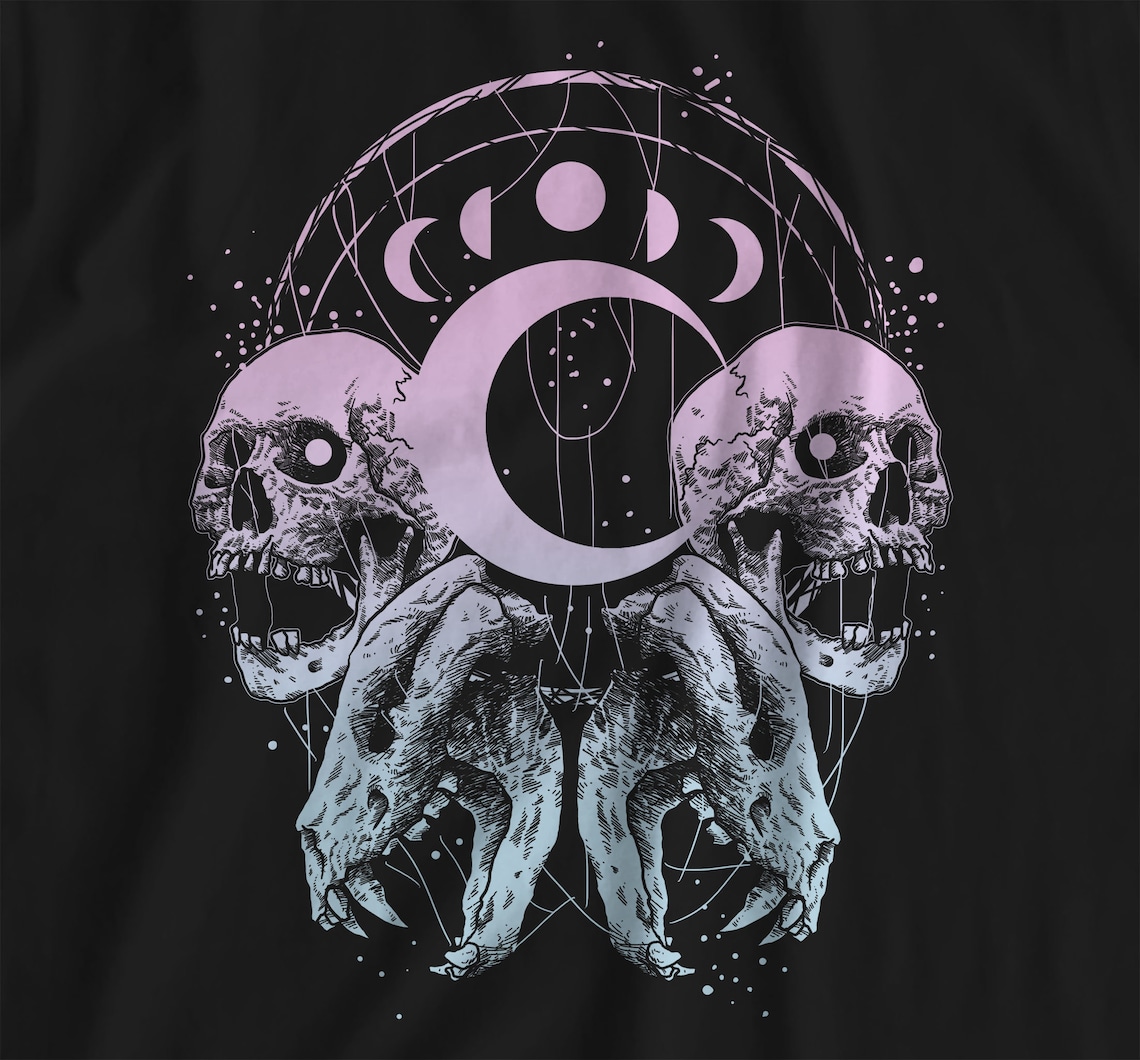 Gothic Skull Sweatshirt Moon Phases Sweater Pastel Goth - Etsy
