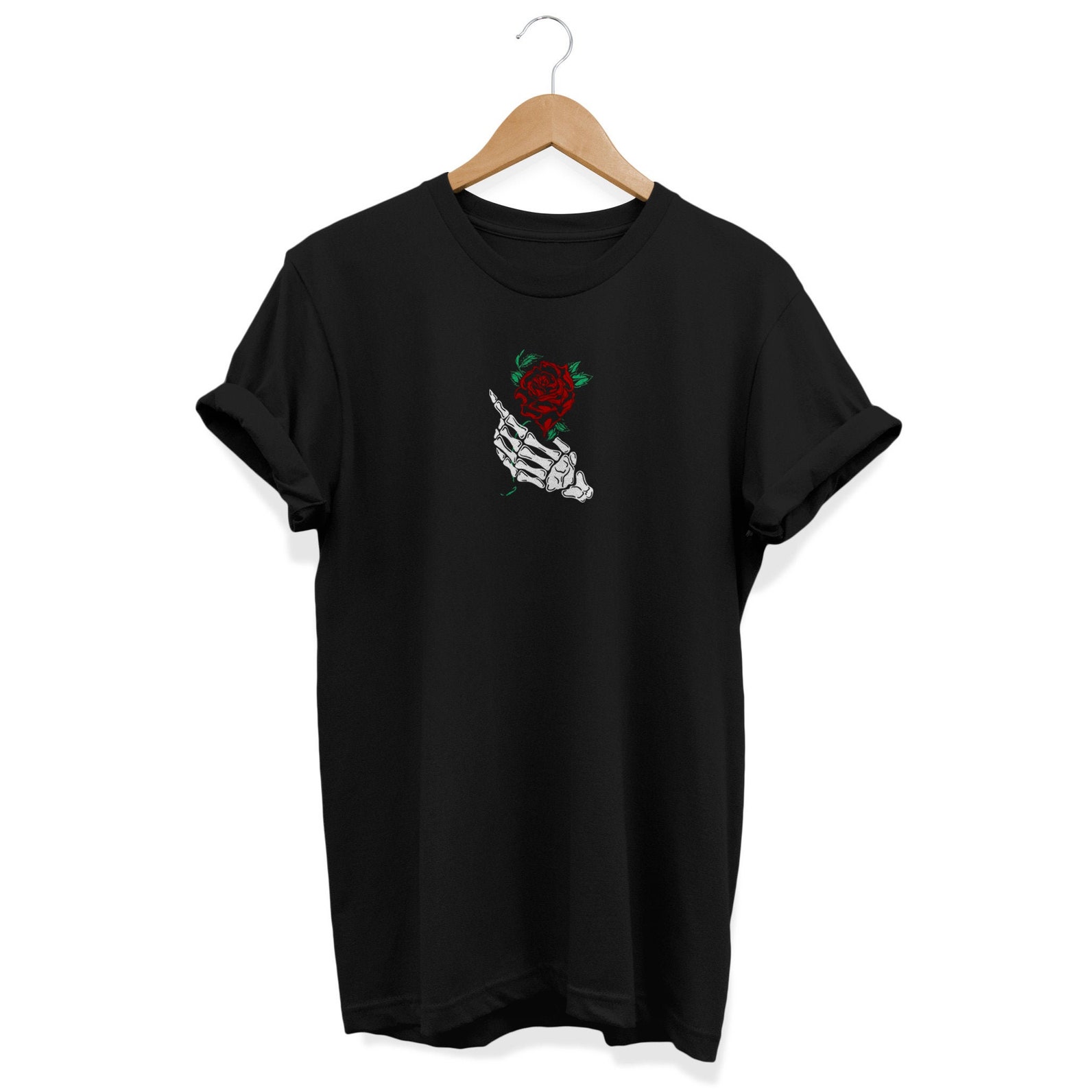 Gothic Rose Tshirt Skeleton Hand Shirt Alternative Clothing - Etsy