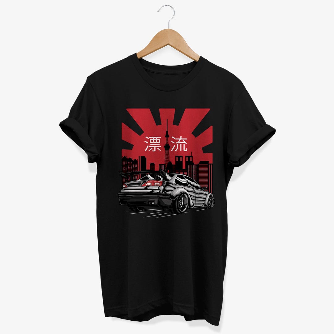 Japanese Drift Car T-shirt, Tokyo Skyline Graphic Tee, Japan Street ...