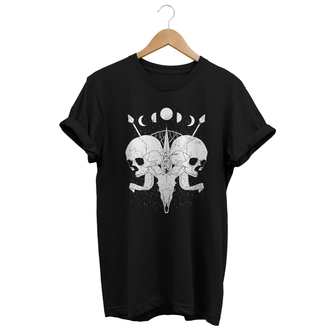 Gothic Skulls Shirt Alternative Clothing Moon Phases T Shirt Edgy
