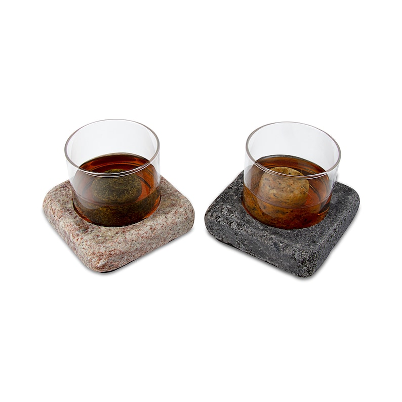 Granite Whiskey Chiller Coaster Set: Set of Two With Recycled Glass ...