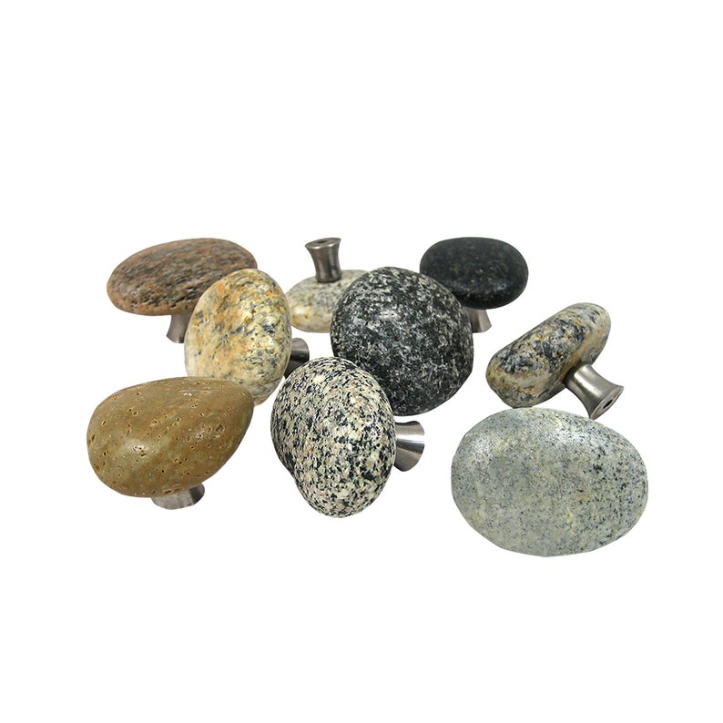 One Natural Stone and Stainless Steel Cabinet Knobs and Drawer - Etsy