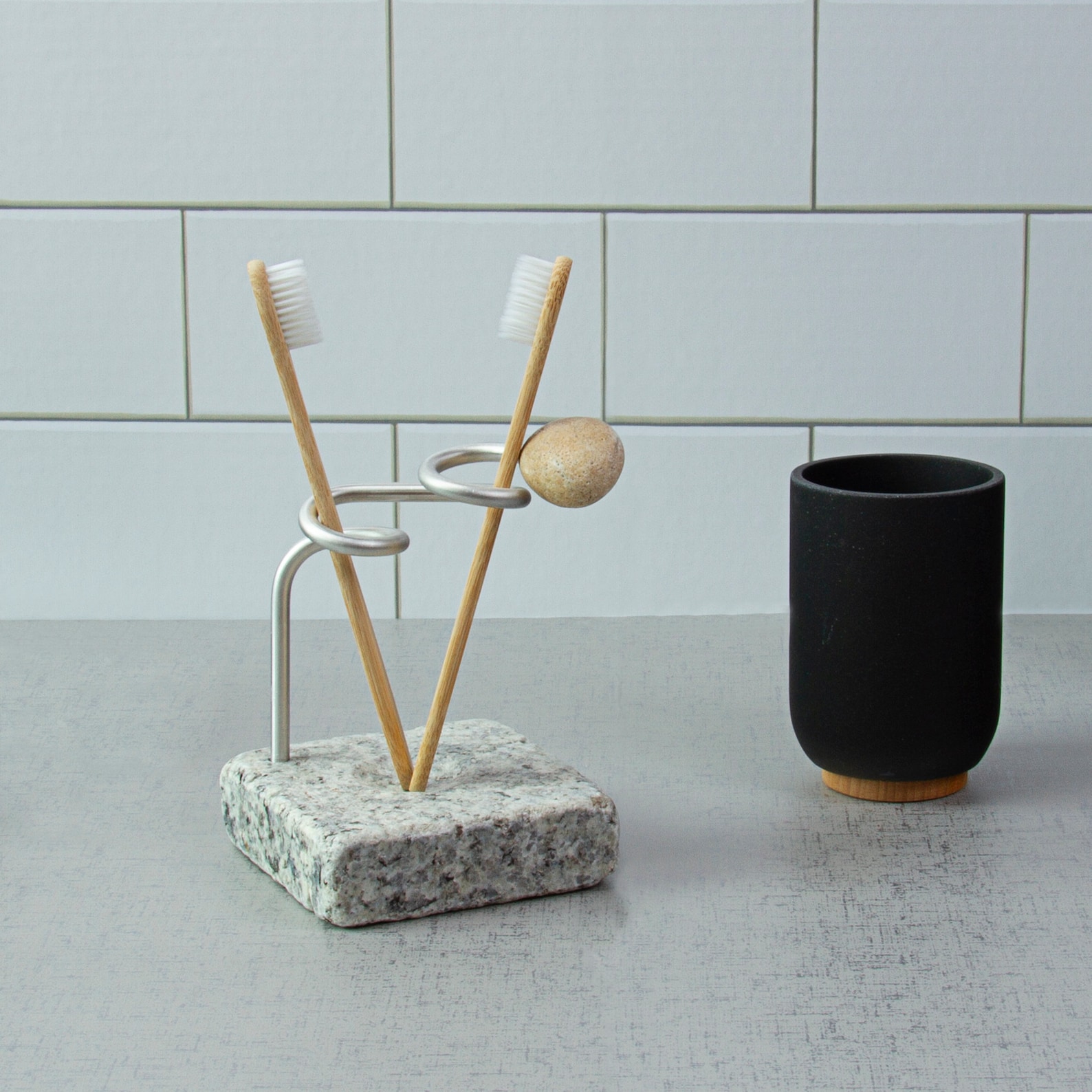 Toothbrush Holder With Recycled Granite and Aluminum - Etsy