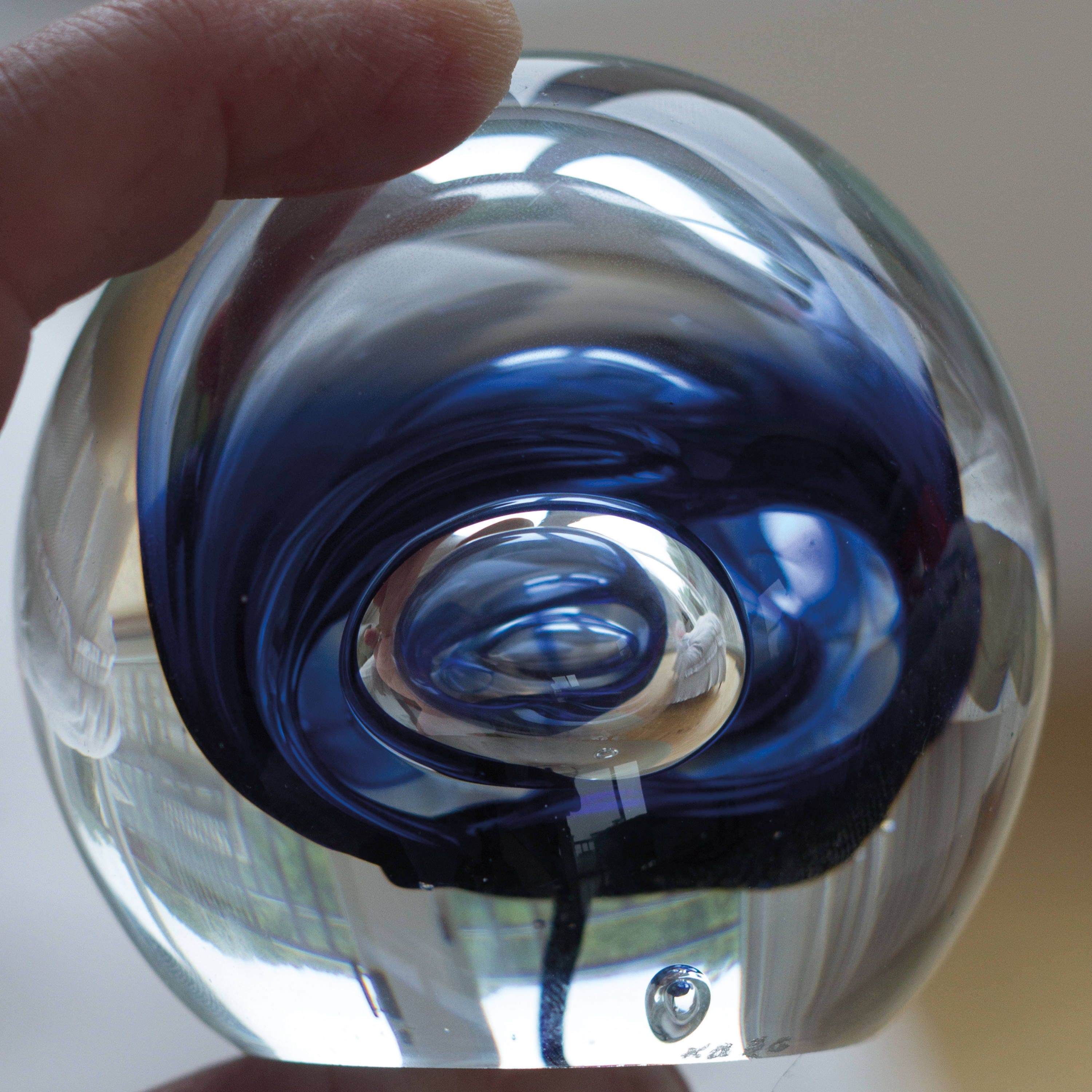Rollin KARG Cobalt Blue Bubble Lava Paperweight