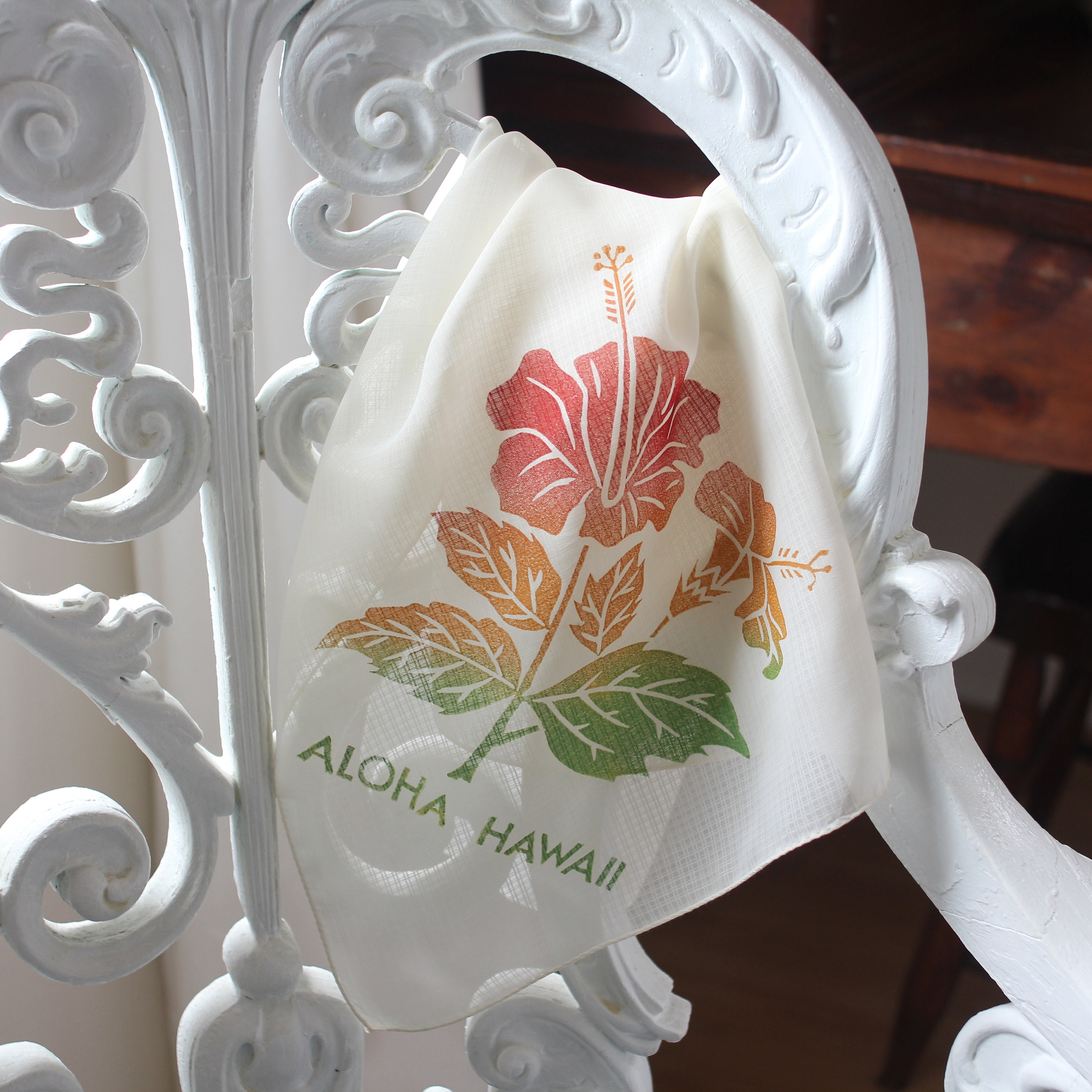 Aloha Hawaii Vintage Hand-printed Scarf
