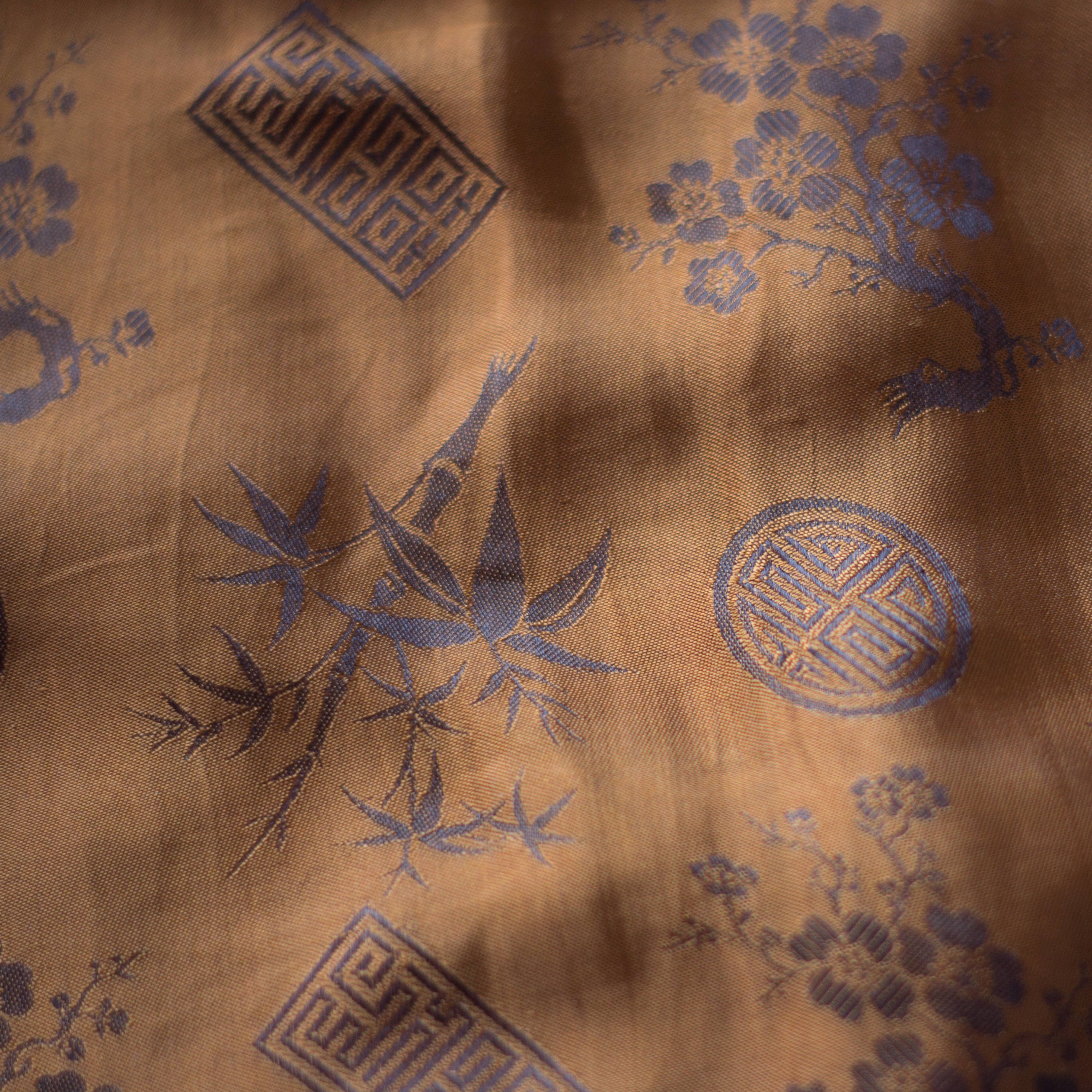 Bronze Copper Black Chinese Motif Jaquard Weave Fringed Reversable ...