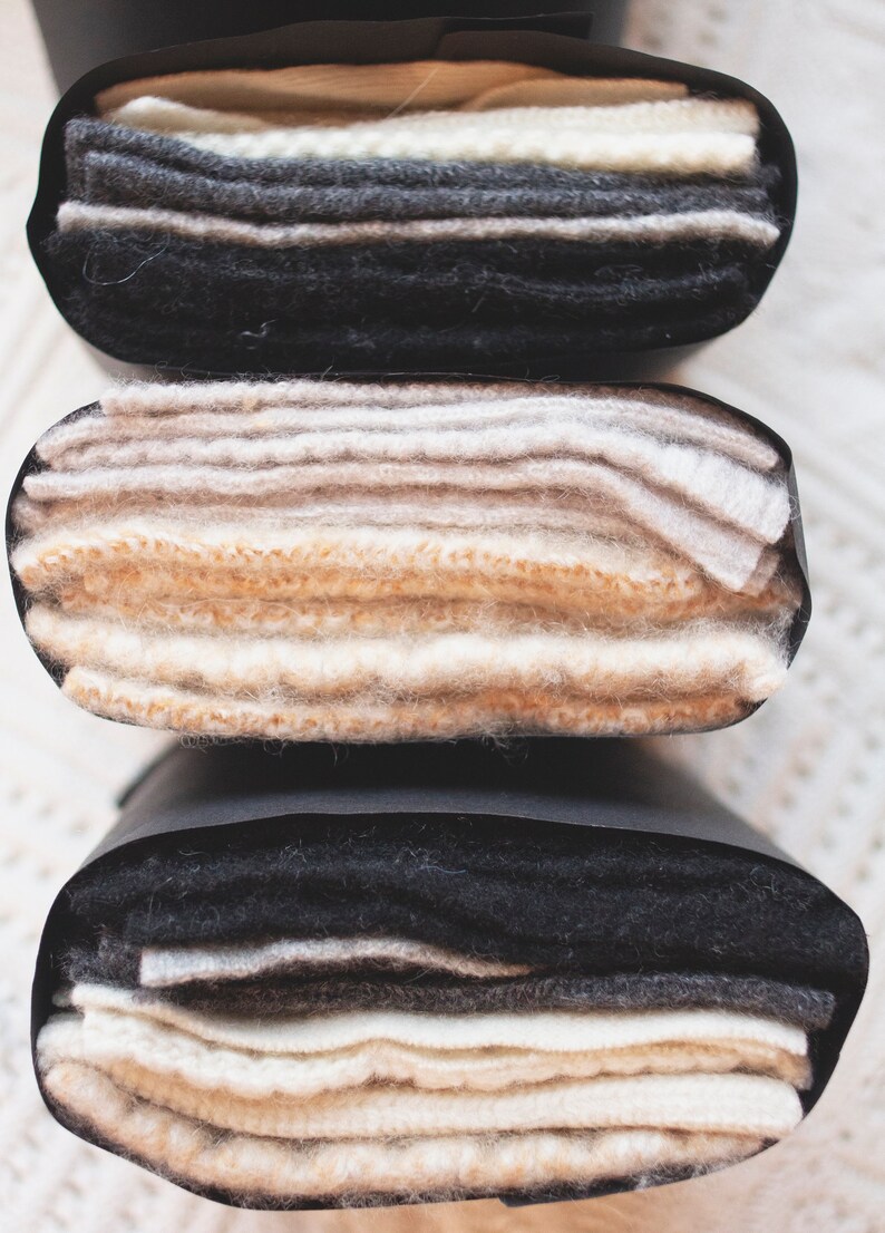 Gray Cream Tan Cashmere Felted Wool Bundles 12 Pcs 4x4 Squares Recycled ...