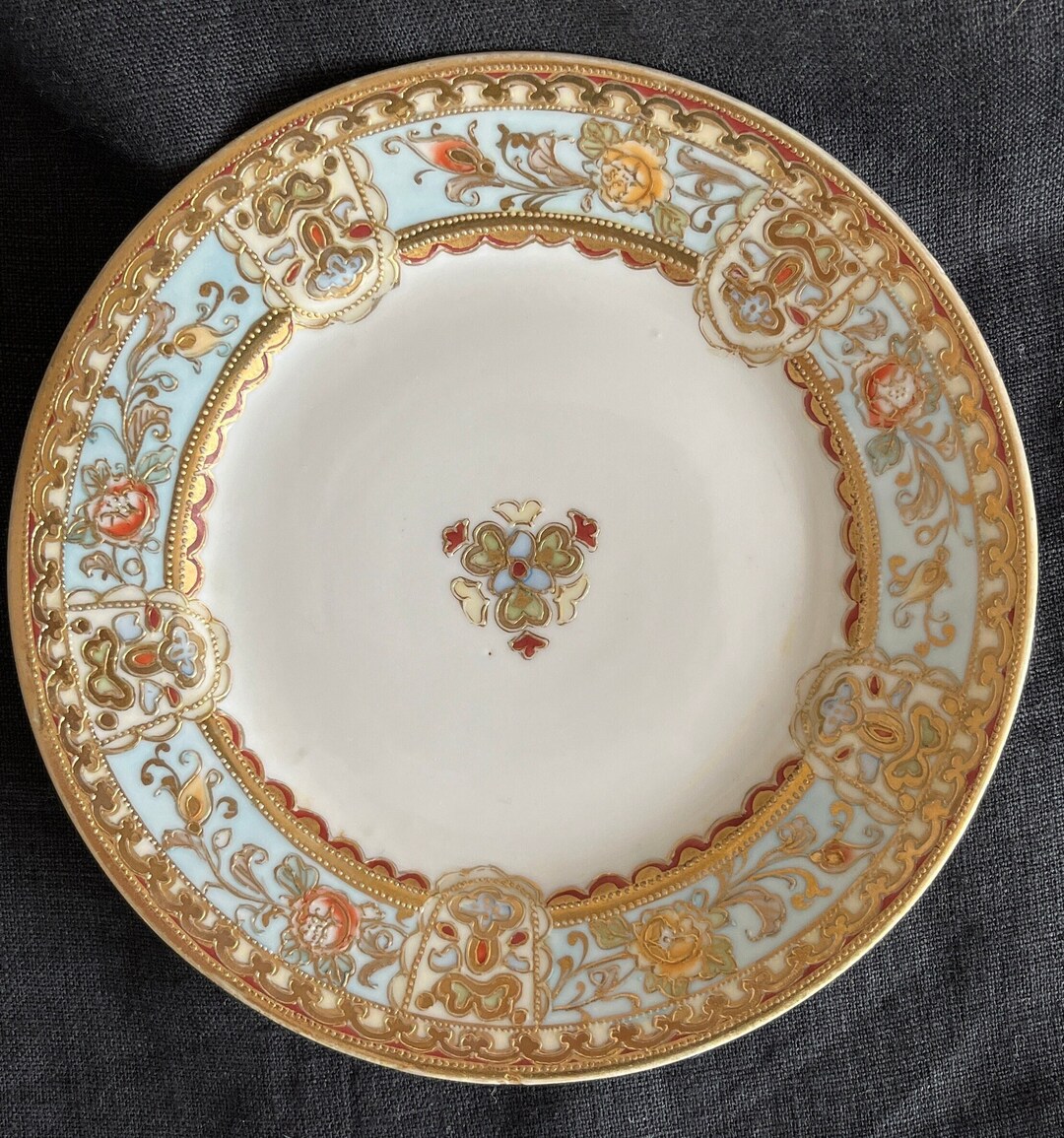 Antique Nippon S/4 Hand Painted Plates Japan Porcelain Moriage ...