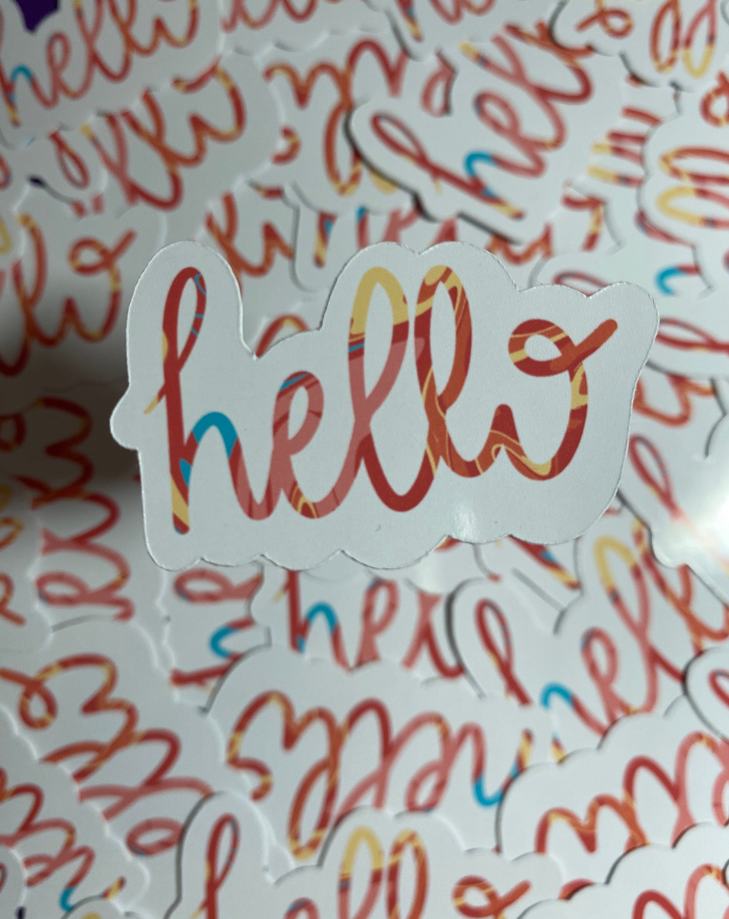 Hello sticker matte glossy waterproof | Etsy
