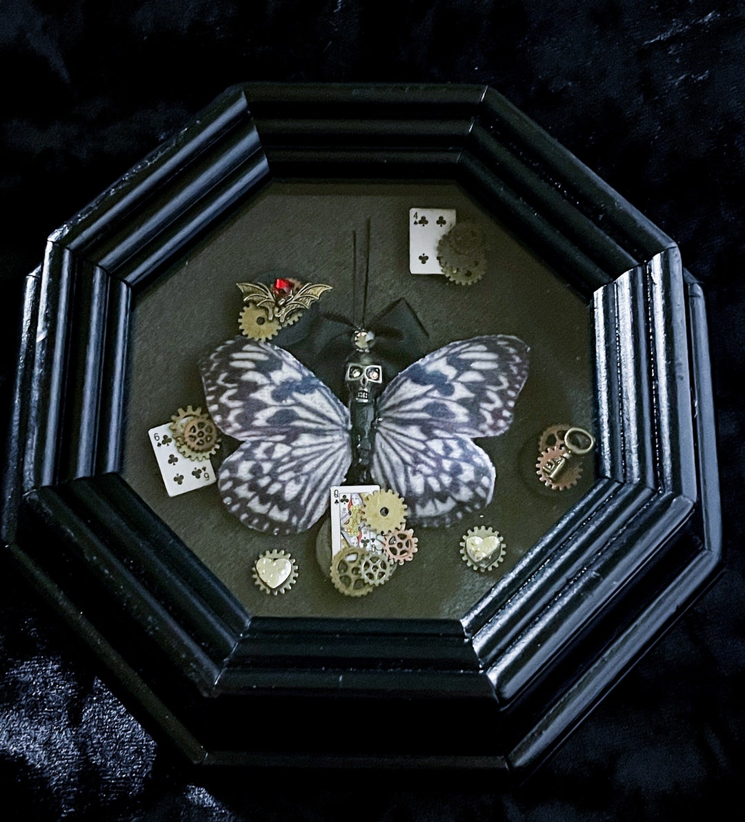 Butterfly Poetry Art, Handmade Goth Wall Decor, Artificial Taxidermy - Etsy