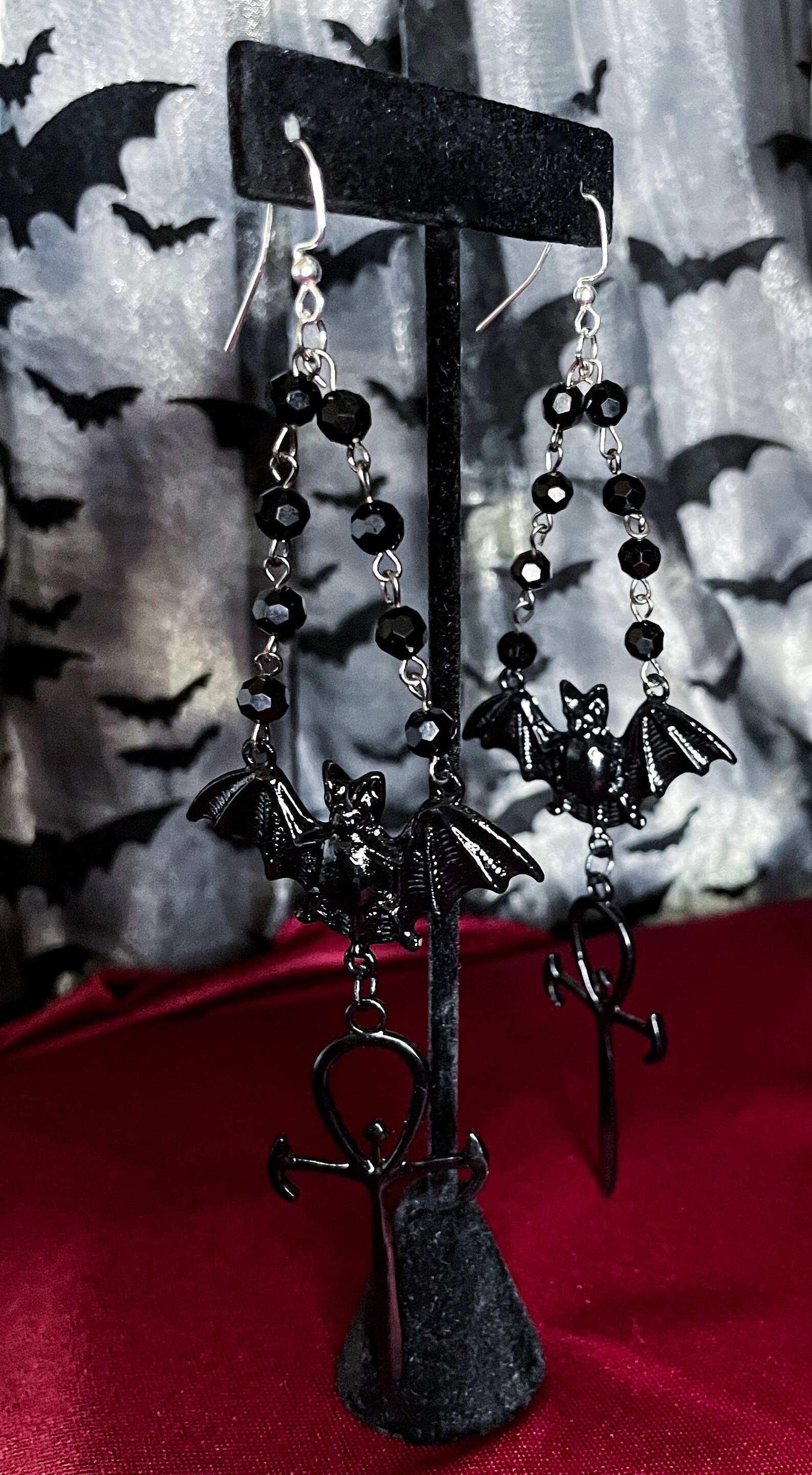 Vampire Cross Earrings, Vampire Jewelry, Goth Jewelry, Bat Jewelry,bat ...