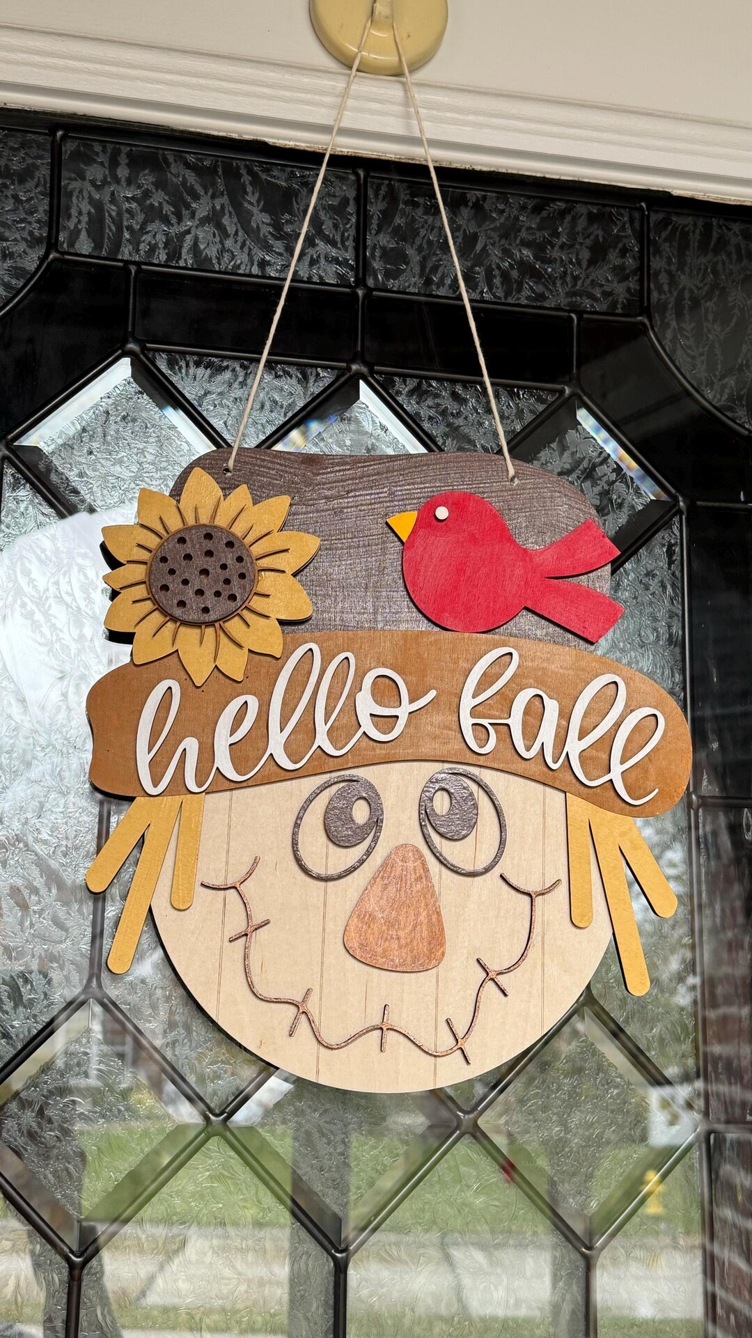 Hello Fall Scarecrow Door Hanger - Etsy