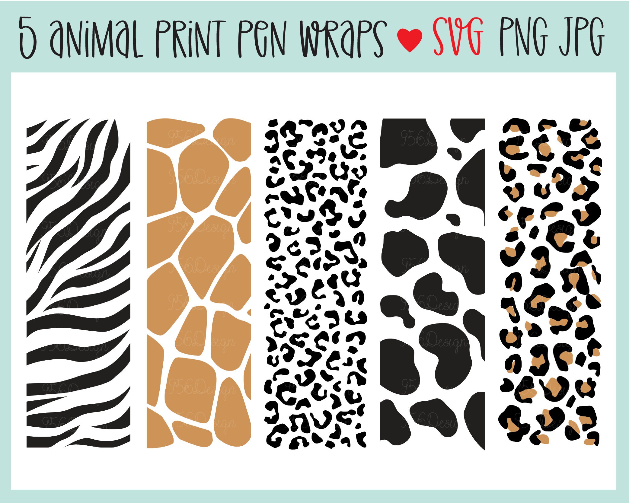 Animal Print Pen Wraps SVG, Pen Wraps, Leopard Pen Wrap SVG, Pen Wraps ...