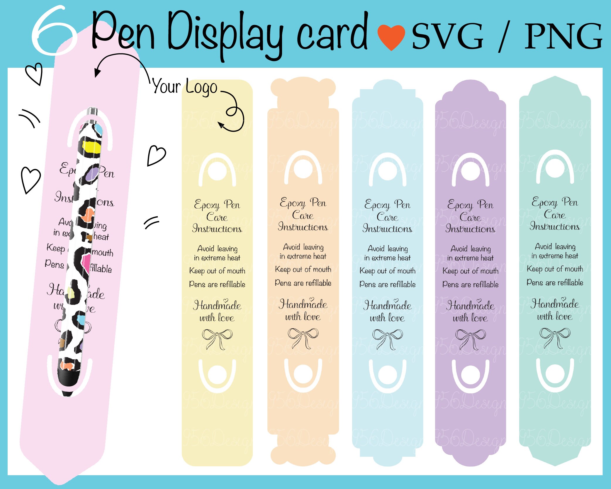 Epoxy Pen Care Card SVG Pen wrap display Card SVG Pen Holder - Etsy España