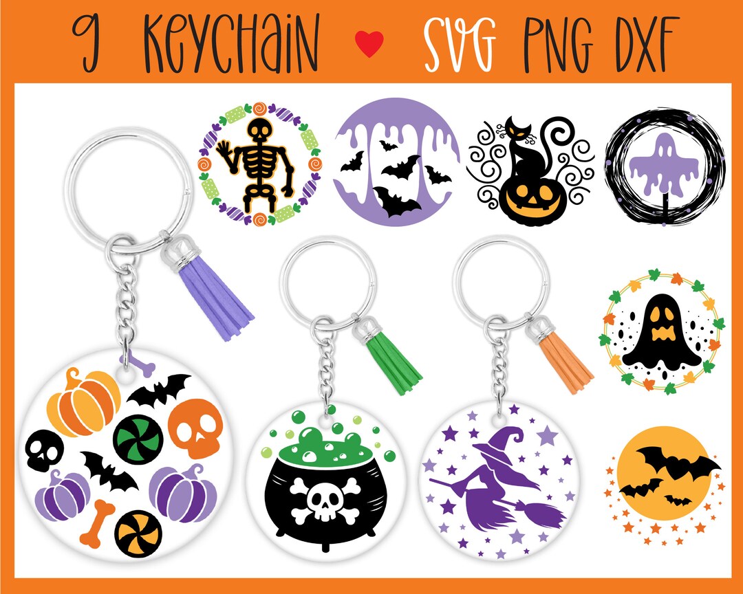 Halloween Keyring Svg Keychain Svg Halloween Keychain Svg - Etsy