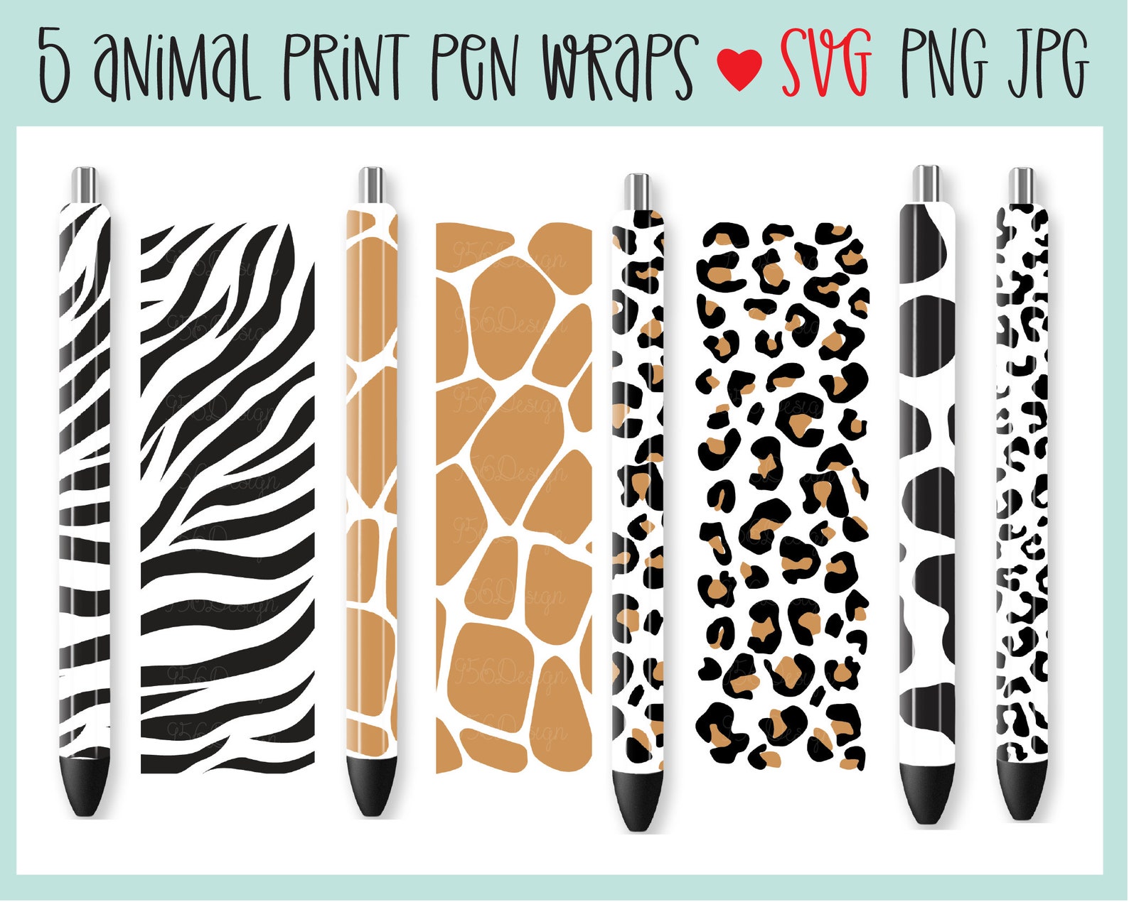 Animal Print Pen Wraps SVG, Pen Wraps, Leopard Pen Wrap SVG, Pen Wraps ...