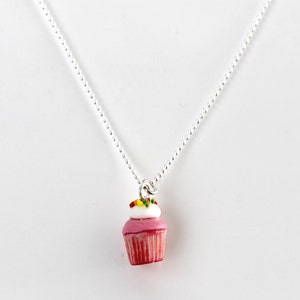 Strawberries and Cream Cupcake Necklace- Miniature Food Jewelry - Etsy