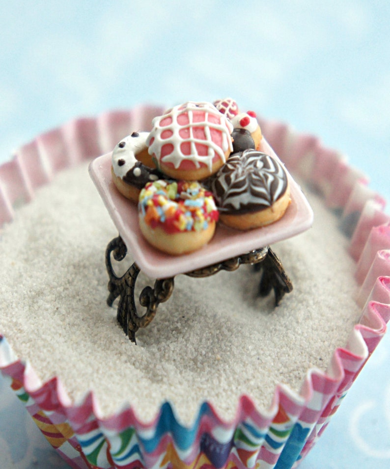 Donut Plate Ring Miniature Food Jewelry Donuts Ring Donut - Etsy