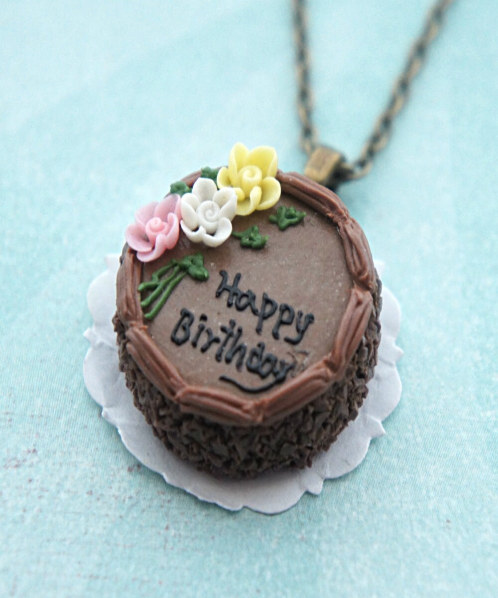 Birthday Cake Necklace Birthday Jewelry Miniature Food - Etsy